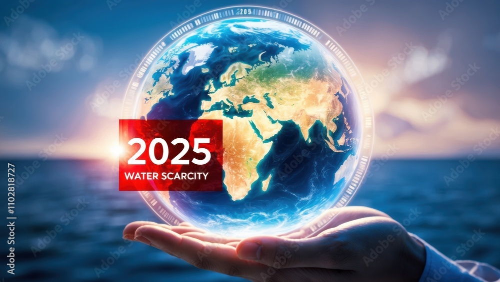 Ilustración de Stock Addressing water scarcity in 2025 global awareness ...
