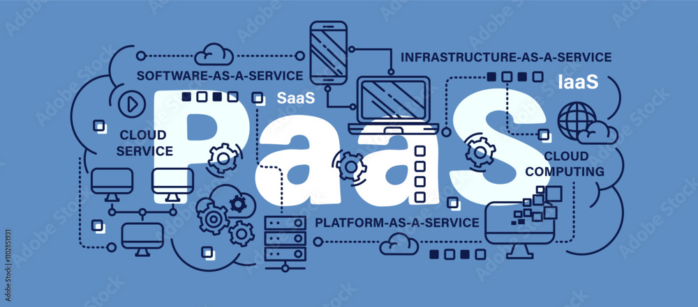 Platform as a service or PaaS . Cloud computing concept . Word with ...