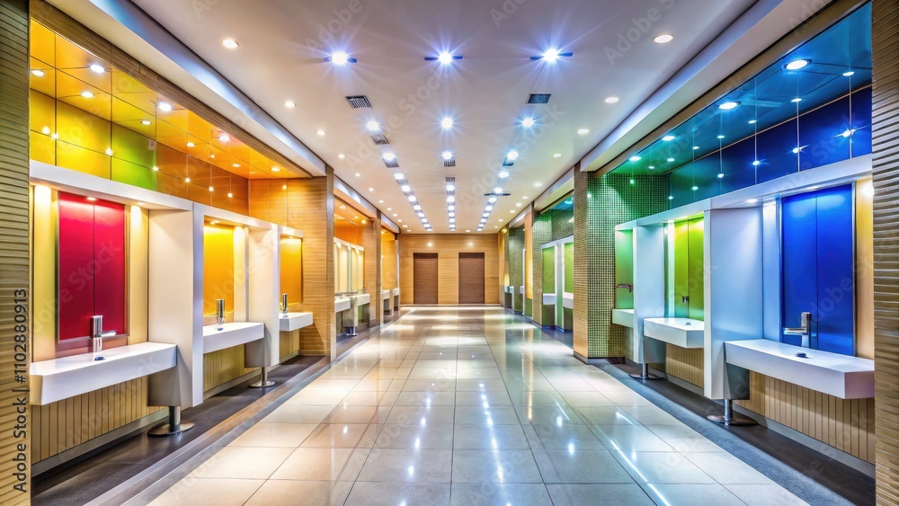 Public Restroom Hallway Retail Store, Clean Modern Restroom Signage ...