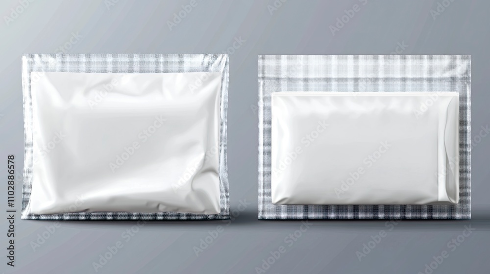 Antibacterial wet plastic packaging template. Blank white box. Foil ...