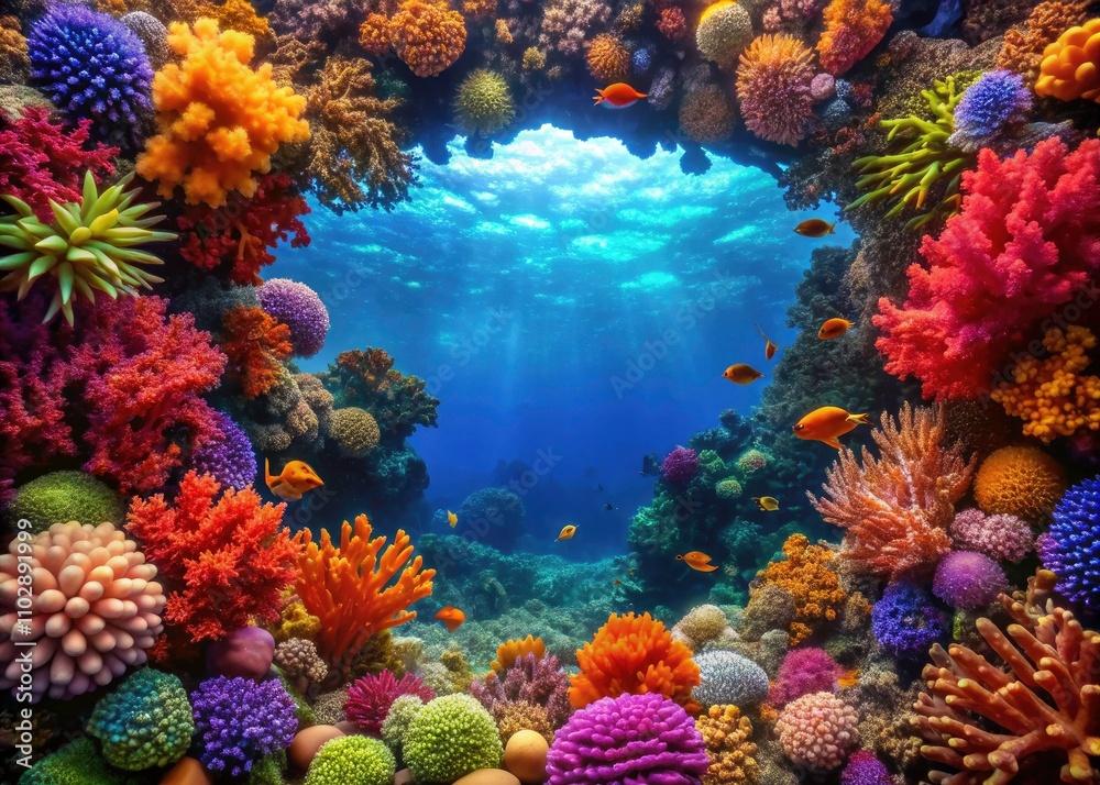 Vibrant Coral Reef Underwater Macro Photography Backdrop Template ...