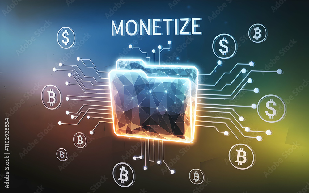 Ilustración de Stock Monetize Your Digital Assets: A futuristic concept ...