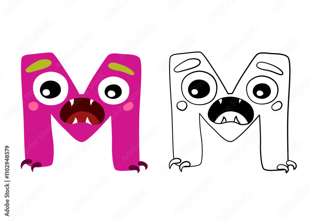 Vector cartoon illustration of monsters letter english alphabet. Color ...