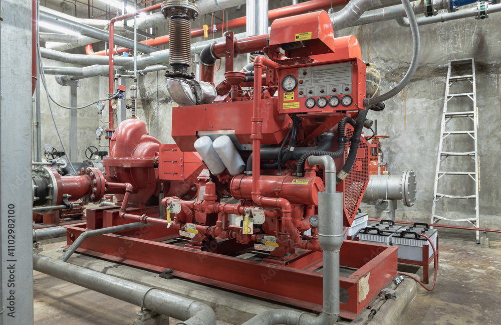 Bkk,Thai-17 Nov,2024-Fire protection system of Condominium.Red ...