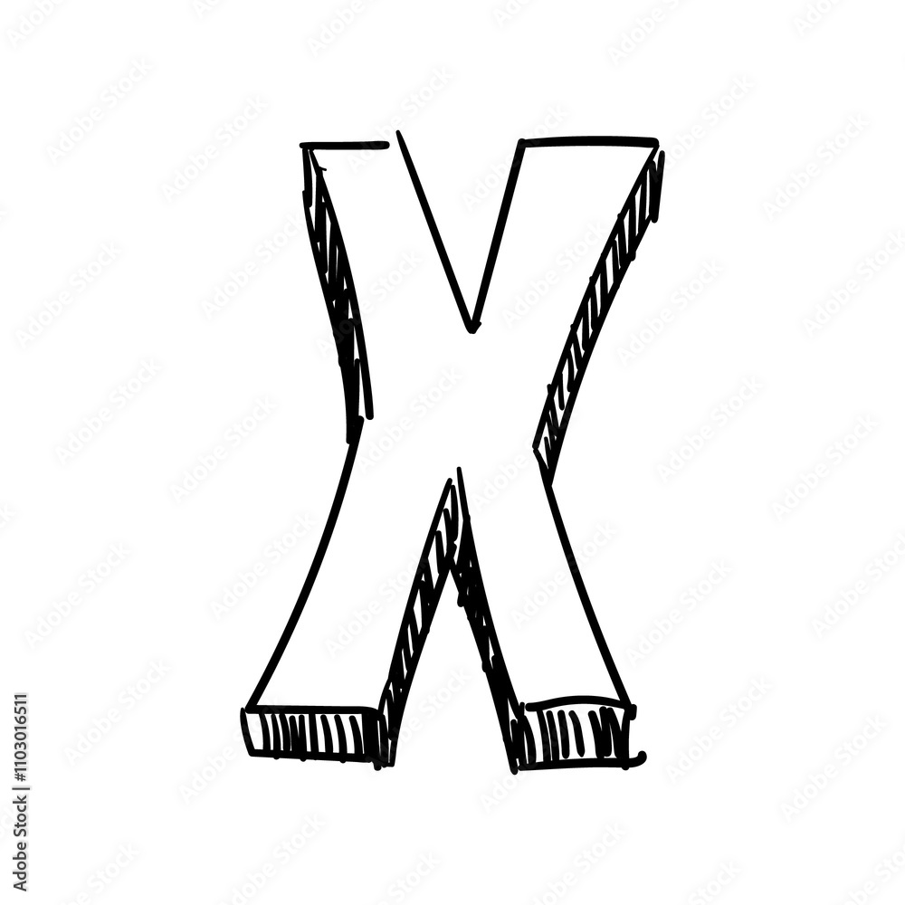 png transparent background hand drawn letter X Stock Illustration ...