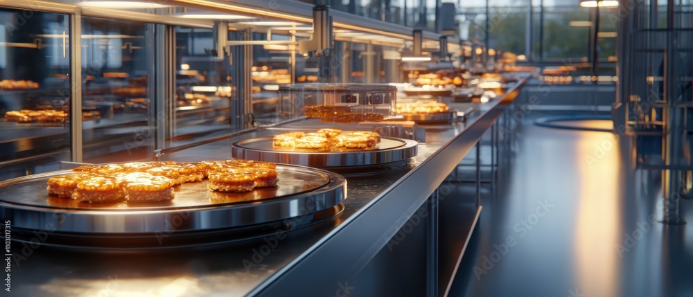 Manufacturing process of rice cakes industrial factory setting food ...