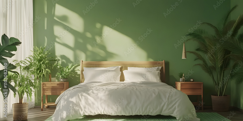 Sunlight shines into the clean bed by the window, mobile wallpaper ...