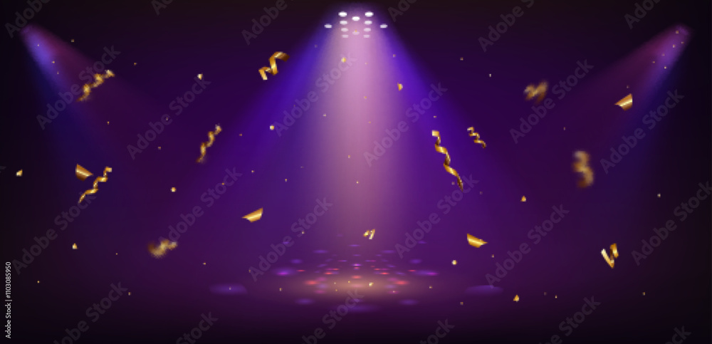 Casino spotlight stage for award hall. Movie night fame. Broadway ...
