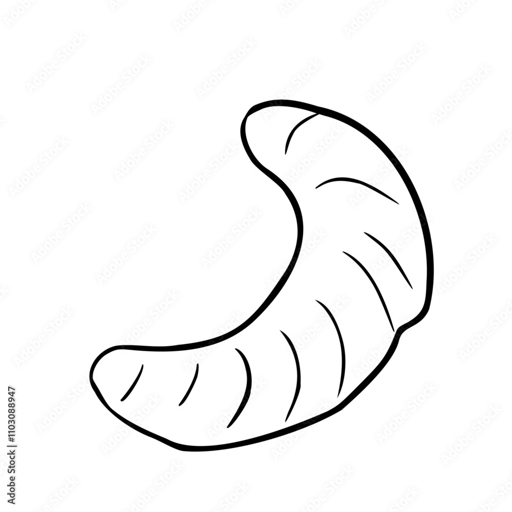 Vector de Stock Croissant black white vector illustration isolated ...