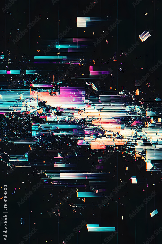 Horizontal distortion of broken video image on black background vhs ...