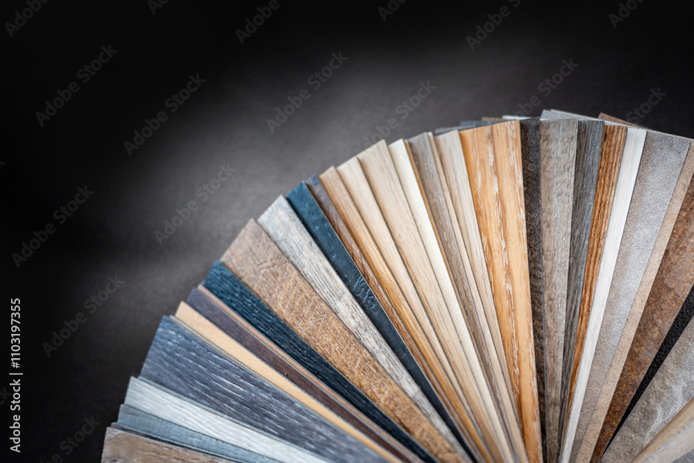 Sample of wood laminated materials in natural collection. Set of wooden ...