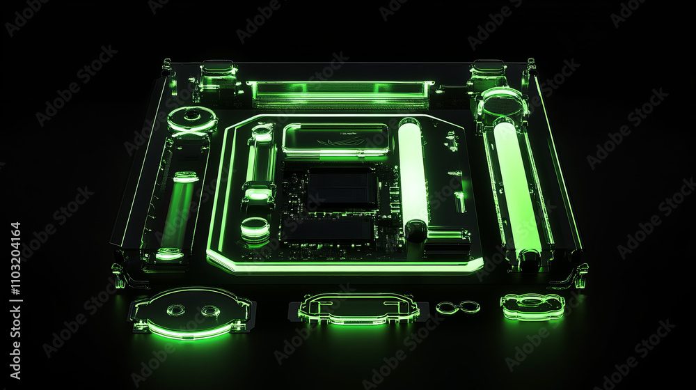 Upgrade, repair of desktop computers concept. Gaming computer glow in ...