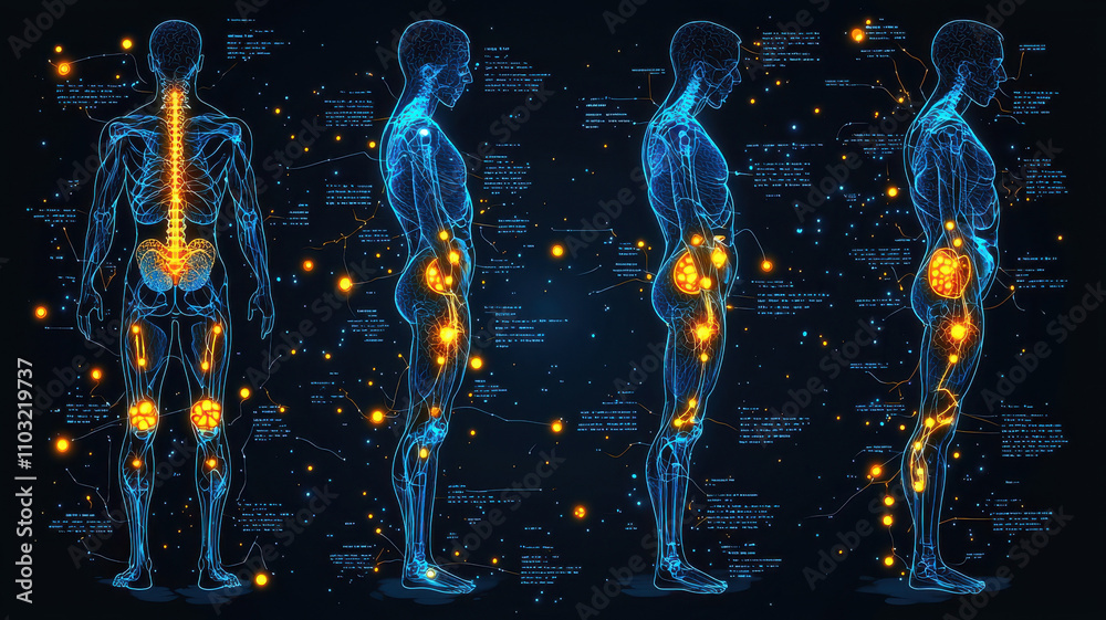 Stylized diagram of syphilis progression in human body, highlighting ...