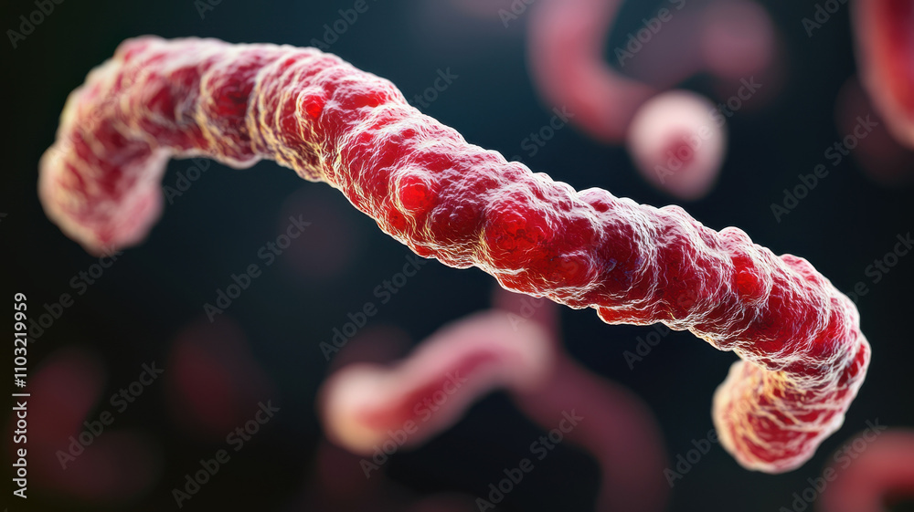 detailed illustration of syphilis bacterium, showcasing its spiral ...