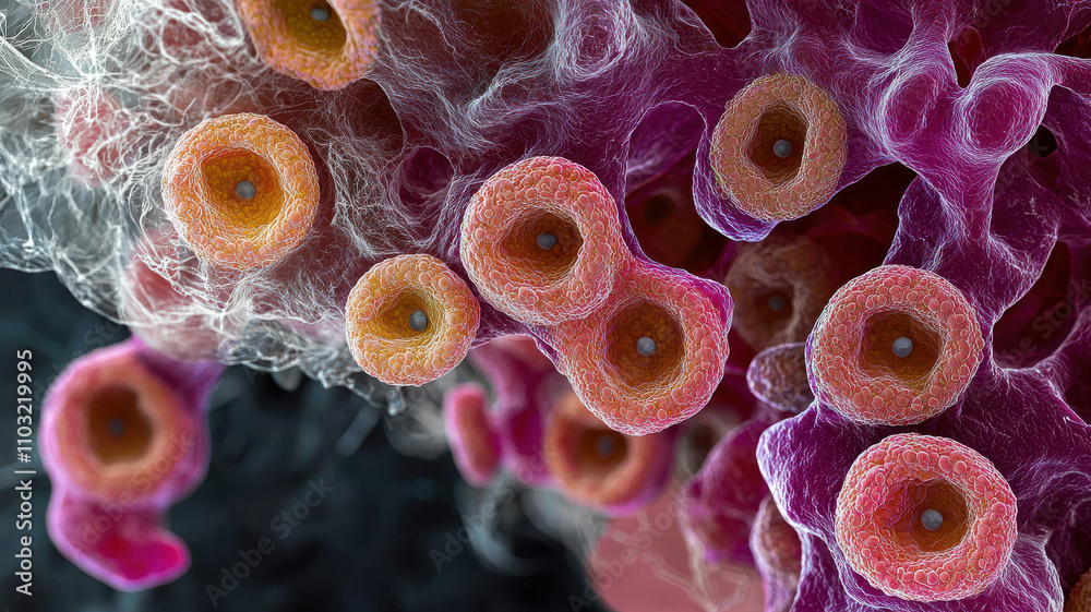 cross sectional view of syphilis bacteria, Treponema pallidum ...