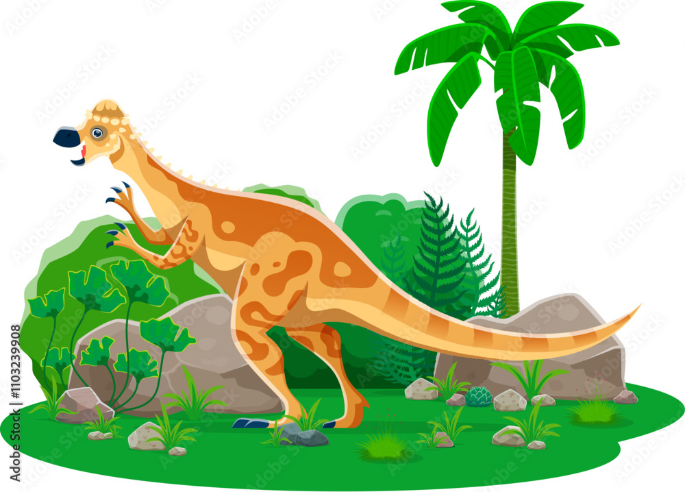 Pachycephalosaurus prehistoric dinosaur character. Isolated cartoon ...