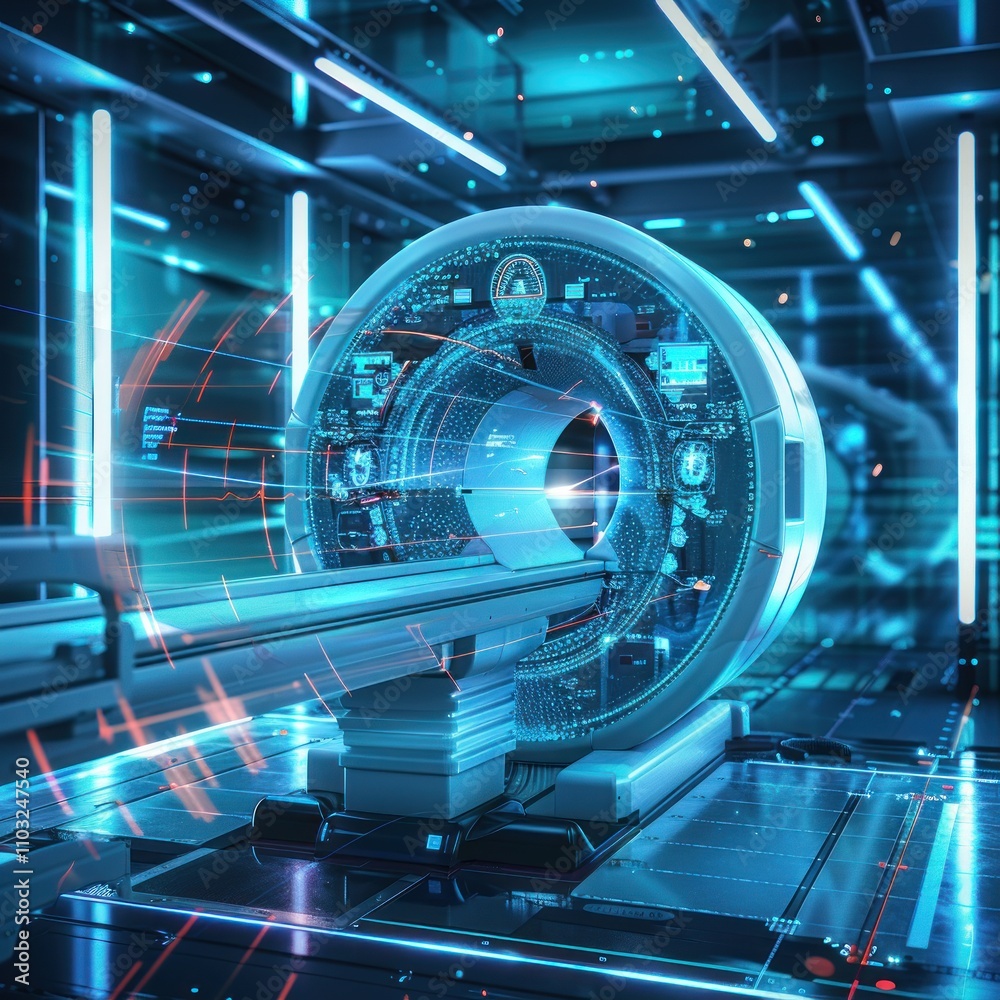 Advanced MRI machine with AI-enhanced imaging for faster diagnostics ...