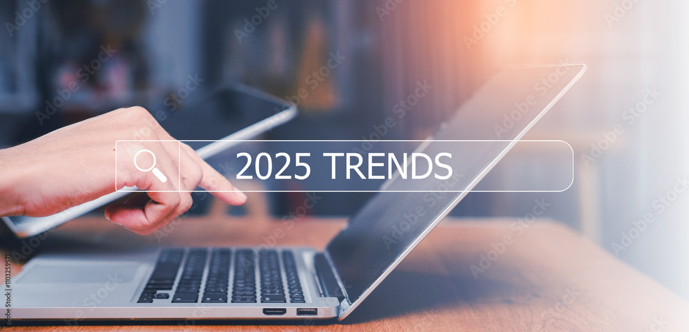 Стоковое фото «Trends 2025 year concept. trends in 2025 with a loading ...
