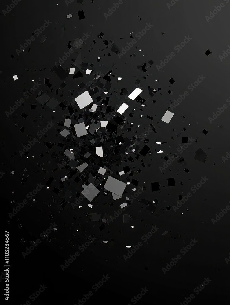 Dispersed elements. Disintegration, pixel dissolve squares effect ...