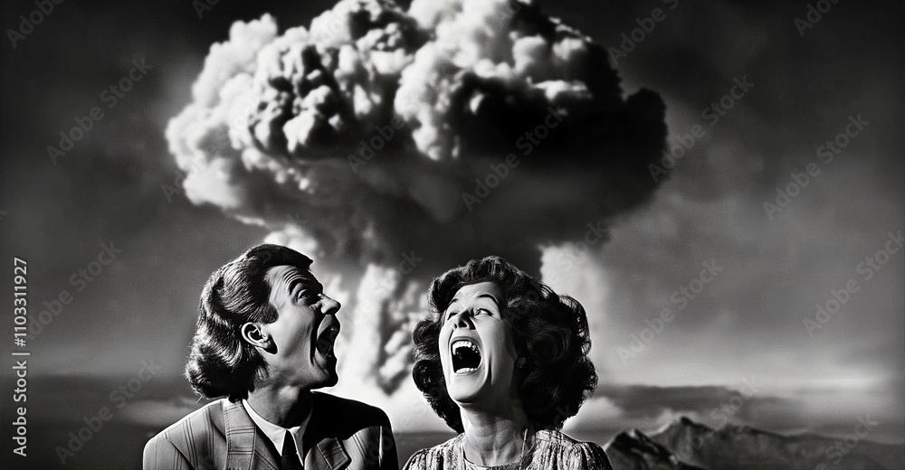 movie, nuclear, explosion, screaming, horror, scary, vintage, woman ...
