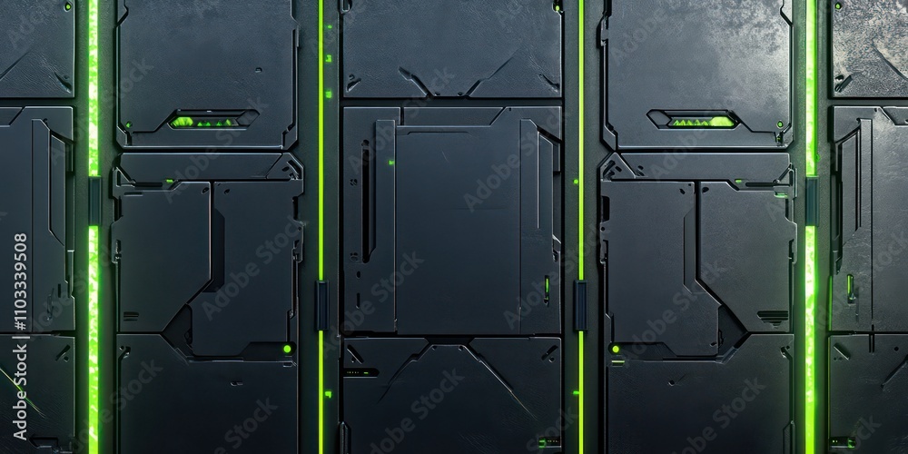 futuristic high-tech design background with a complex modular wall ...