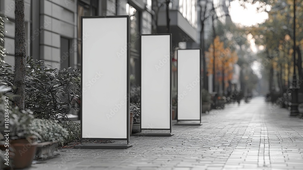 For promotion and advertising, an empty portable booth or roll-up board ...