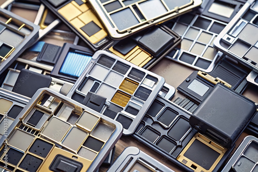 Aerial View of SIM Card Trays and SD Card Trays for Mobile Phone Repair ...