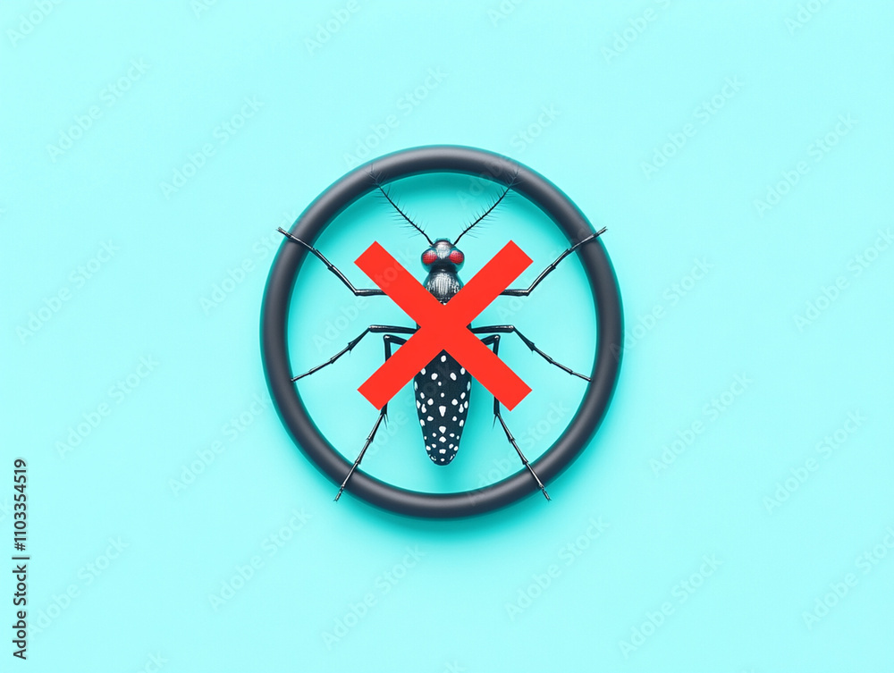 3D render of mosquito with red crossed out symbol, emphasizing ...