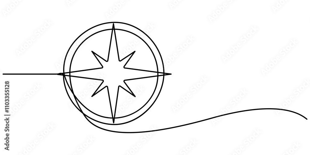Traveller compass of different design. Single one line drawing ...