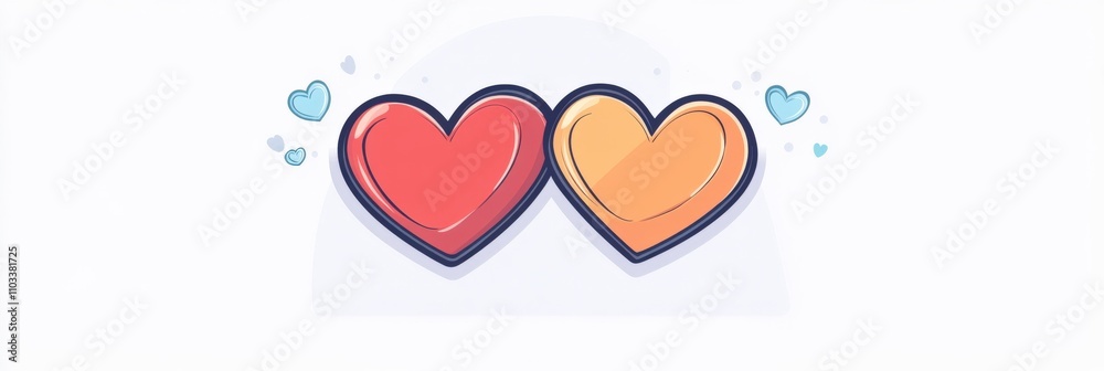 Double Hearts. Two Hearts Symbol Sign for Favorite Icon Button in ...
