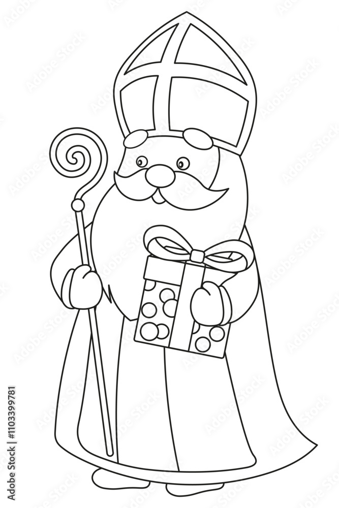 Saint Nicholas coloring page. St. Nicholas outline isolated on a ...