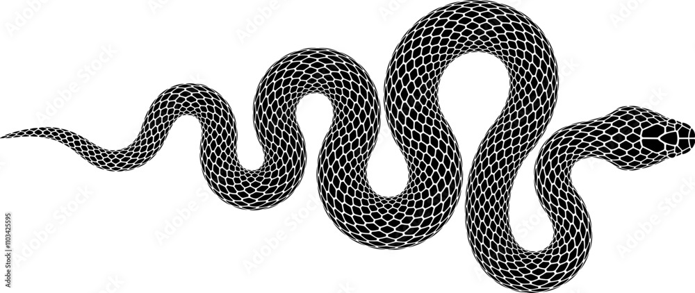 Vector tattoo design of snake wriggled in the shape of a triangle ...