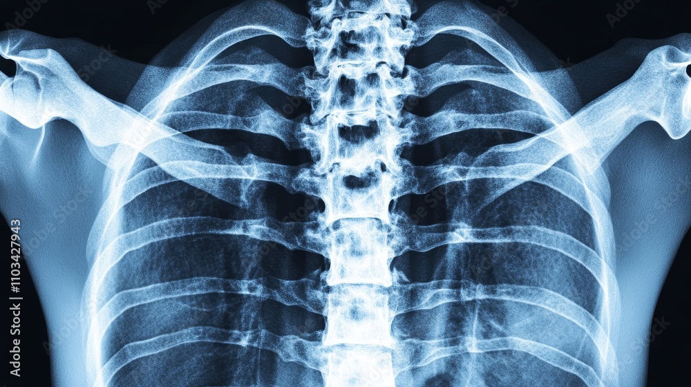 Human Chest X-Ray Image, Highlighting Bone Structure and Potential ...