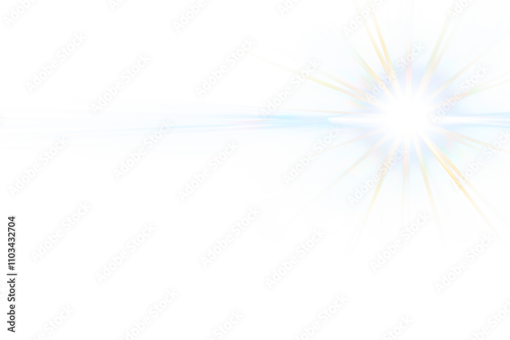 bright sun spikes lensflare effect overlay isolated on white or ...