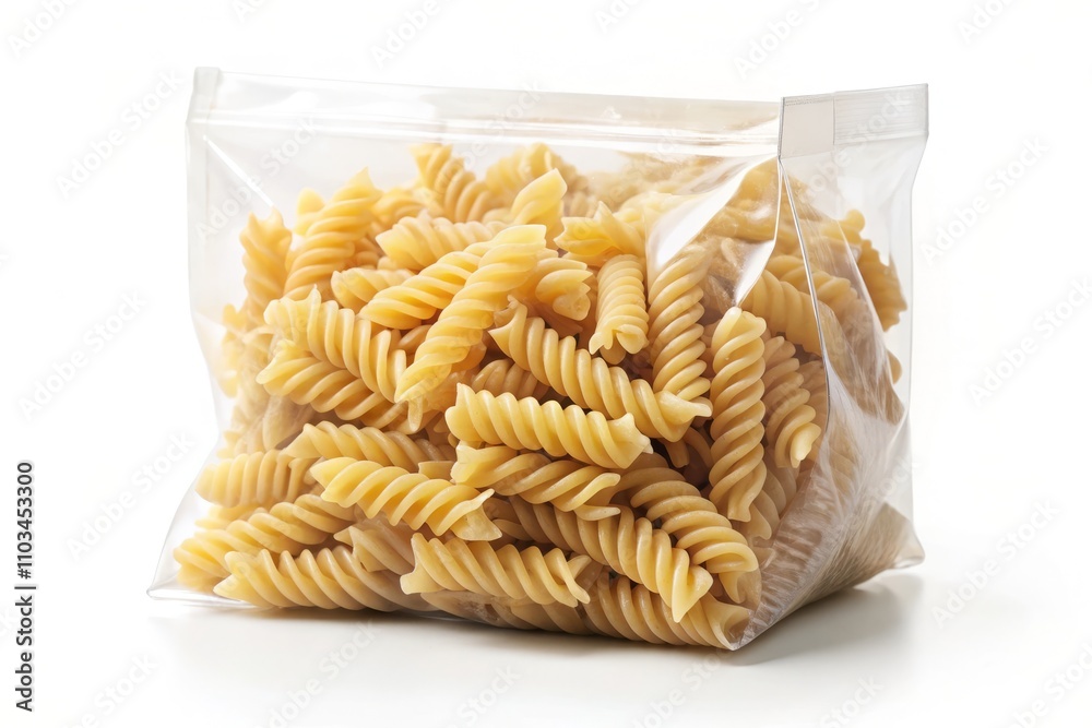 Plastic Pasta Bag with Paper Label Isolated on White Background ...
