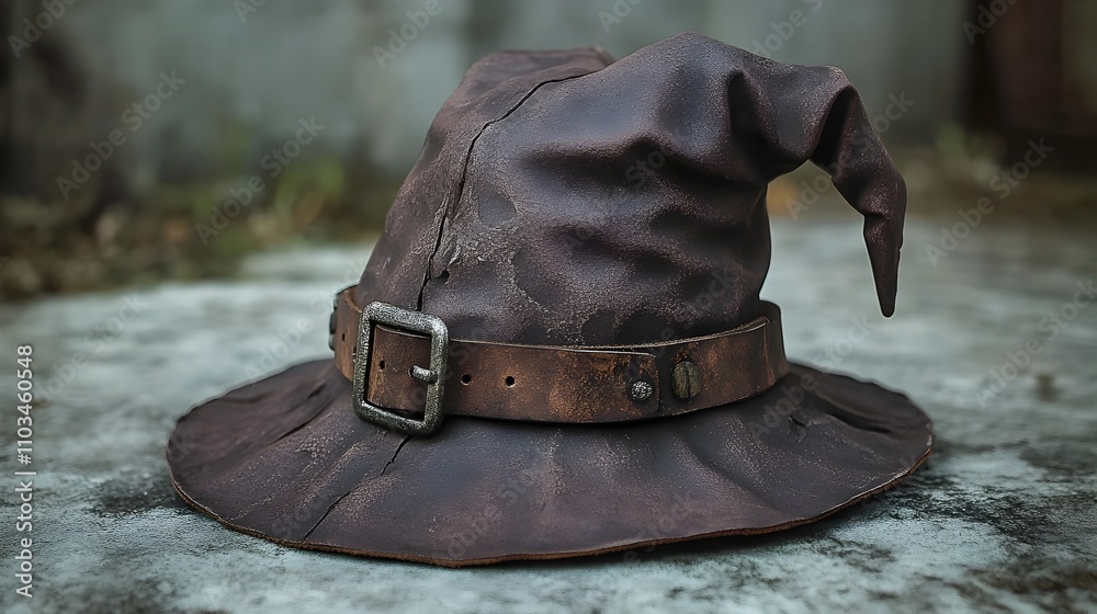 Worn Leather Witch s Hat Worn by Post Apocalyptic Field Medic for ...