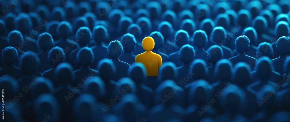 individuality, uniqueness, isolation, concept of standing out in a ...