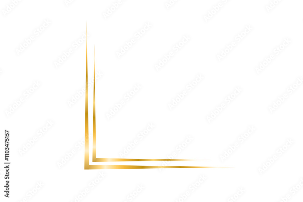 Gold line corner border. Golden edge isolated on transparent background ...