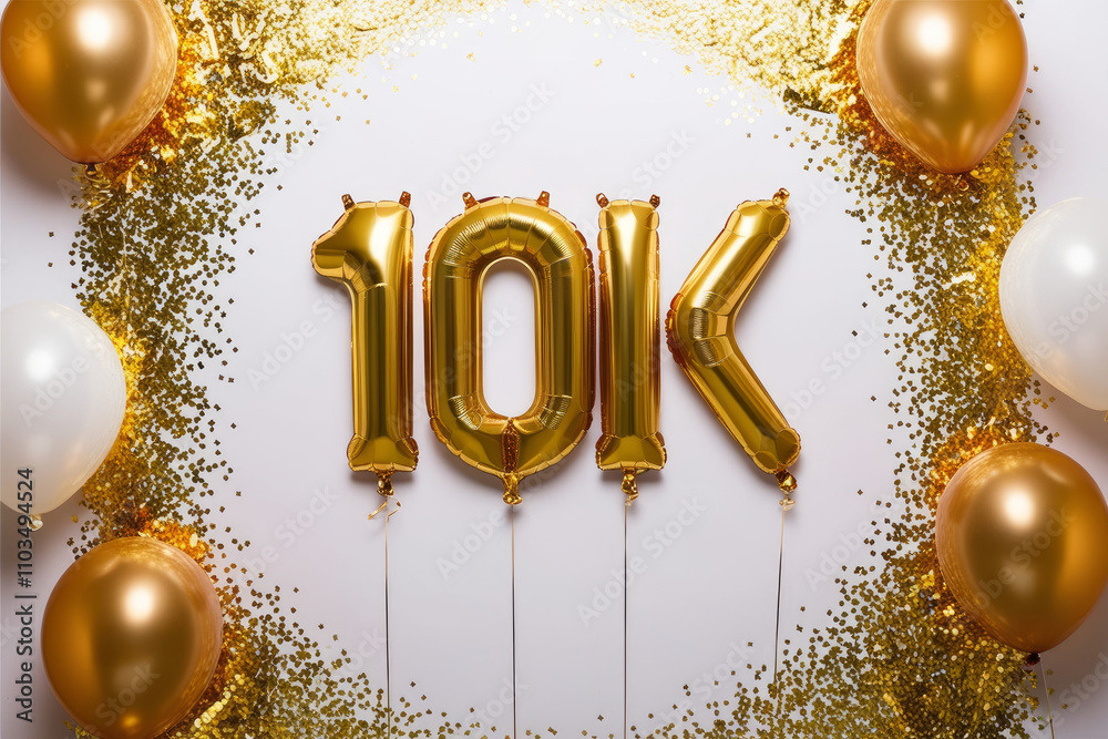10k followers celebration. Social media achievement poster. 10k ...