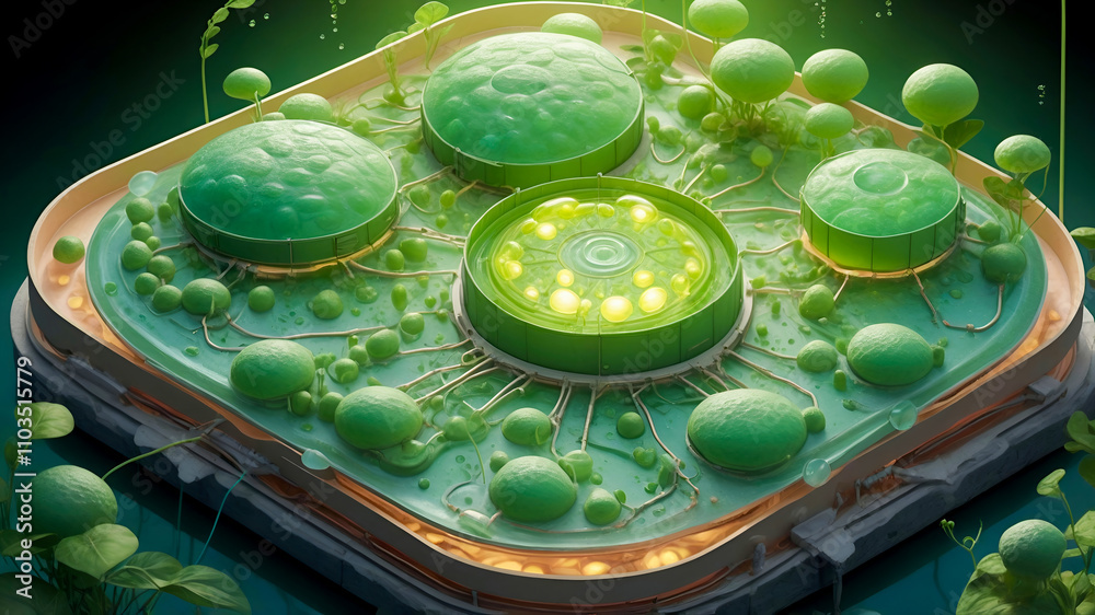 Realistic depiction of chloroplasts as miniature factories inside a ...