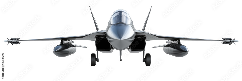 Fighter jet front view, sleek design, advanced technology, military ...