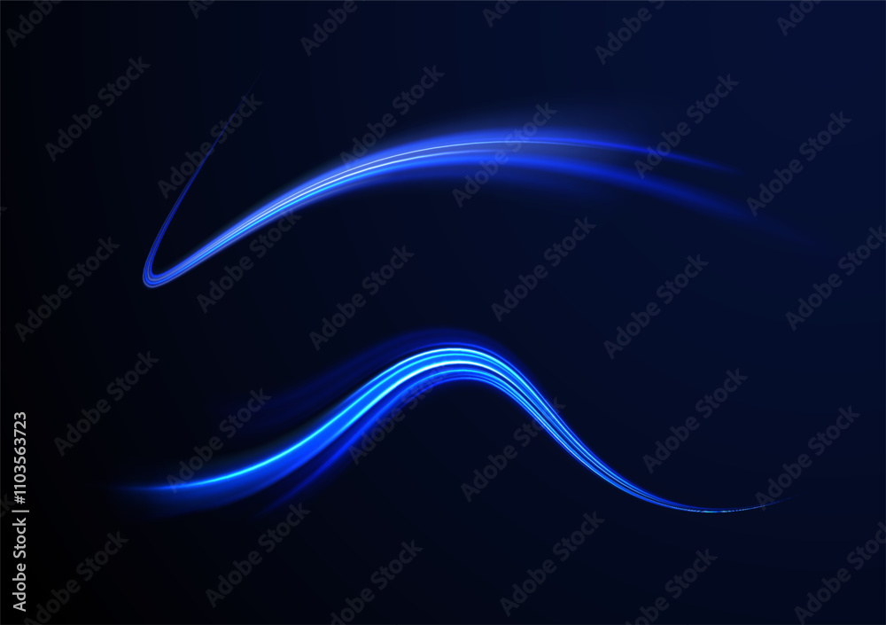 Light trail wave, fire path trace line, car lights, optic fiber and ...