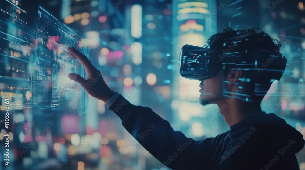 Paint a visionary scene where the boundaries between virtual and ...