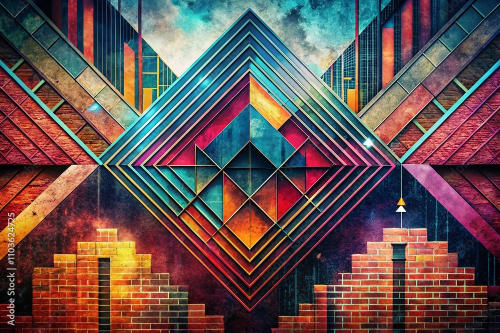Grunge Album Cover Background with Geometric Shapes in Architectural ...