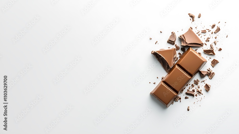 A photostock of a realistic chocolate bar with a bite taken out, high ...
