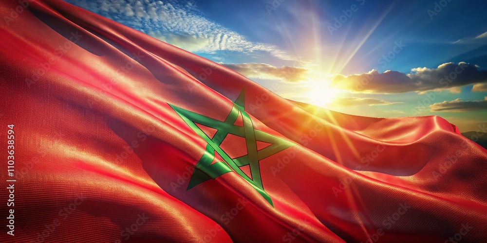 High-Quality Double Exposure Photography of a Waving Flag of Morocco ...