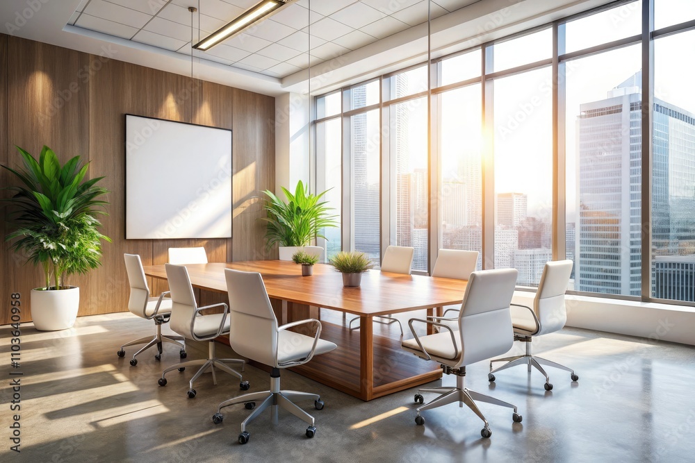 Modern Conference Room, Empty White Poster Frame, Meeting Room, Office ...