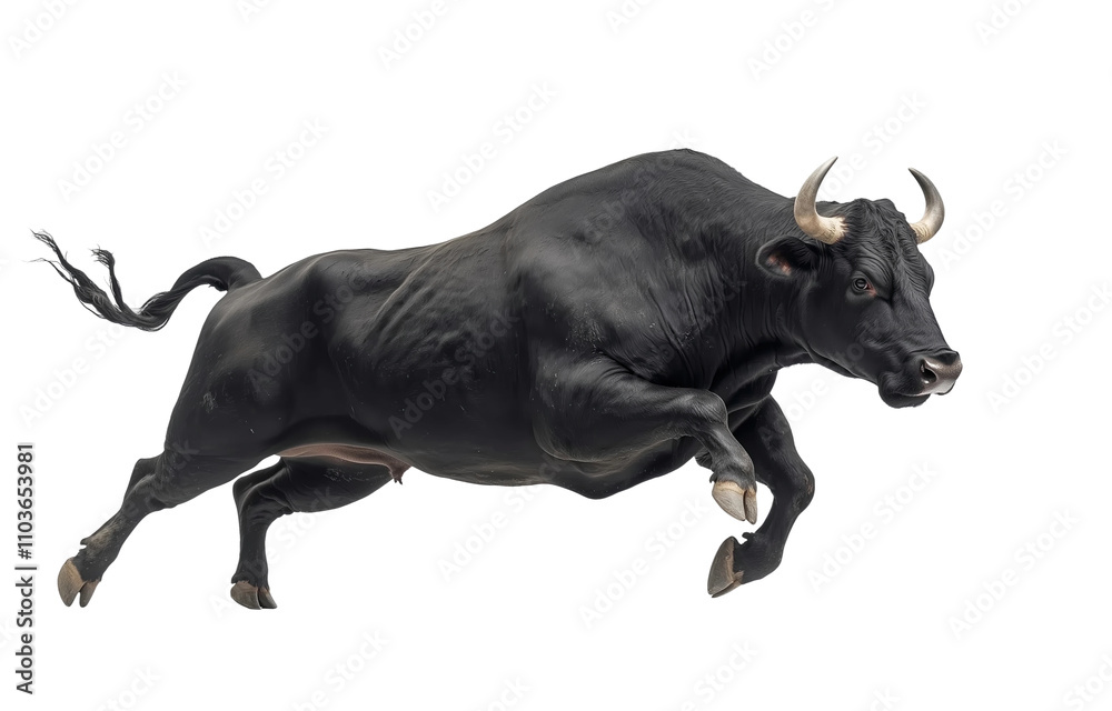 Dynamic Side View of an Angry Bull isolated on white or transparent ...