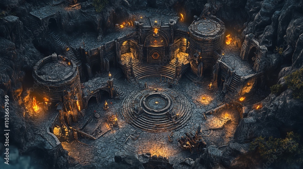 DnD Battlemap Dark Underground Labyrinth Map - Fantasy Adventure Stock ...