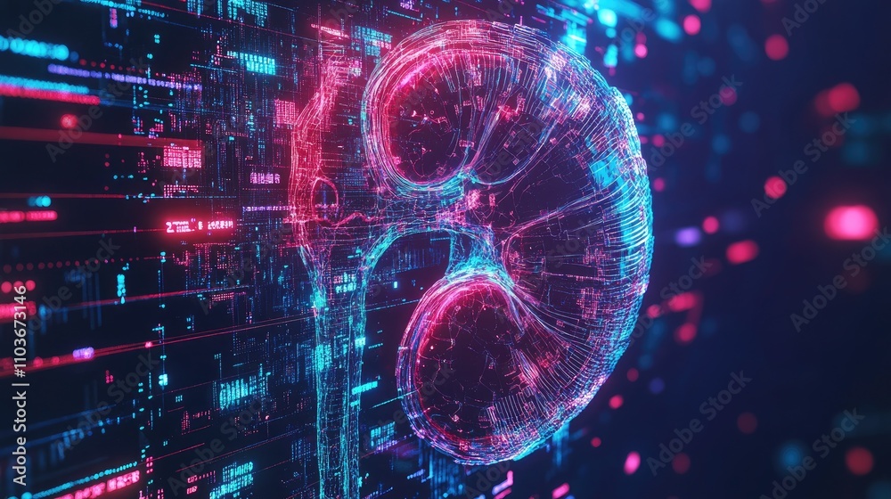 An infographic-style image of the human kidney, showing its structure ...